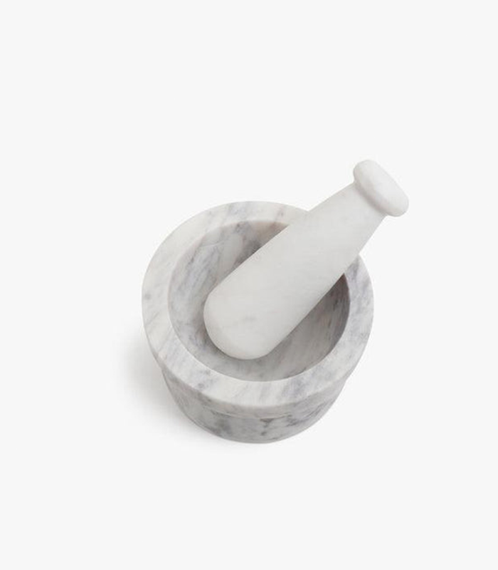 White And Grey Marble Mortar and Pestle Set For Spices & Kitchen ...